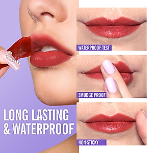 KIMUSE Tattoo Peel & Reveal Lip Stain, Waterproof Long Lasting Peel Off Lip Liner Tattoo, Non Stick Color Peel Off Mask Lip Gloss Makeup