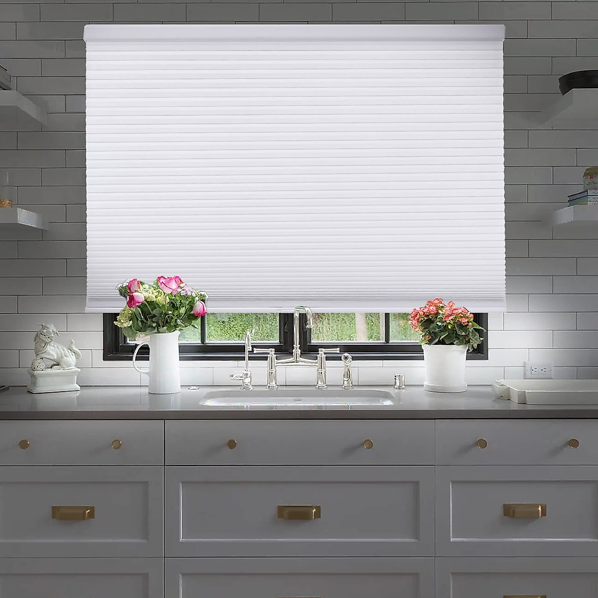 Chicology Cordless Cellular Shades, Blackout Window Blind, Evening Mist (Blackout) - 30"W X 64"H (CCSEM3064)