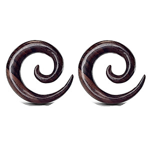 Zaya Body Jewelry Pair Wood Spirals Tapers Ear Plugs Tunnels Gauges 8g 6g 4g 2g 0g 00g 1/2 9/16 5/8 3/4 gauging stretching (3/4" 19mm)