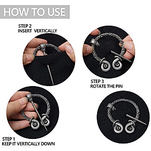 9 Pieces Vintage Viking Brooch Cloak Pin Scarf Shawl Buckle Clasp Pin Brooch Penannular Brooch for Costume Accessory, Antique Silver, Gold, Rose Gold (Classic Style)