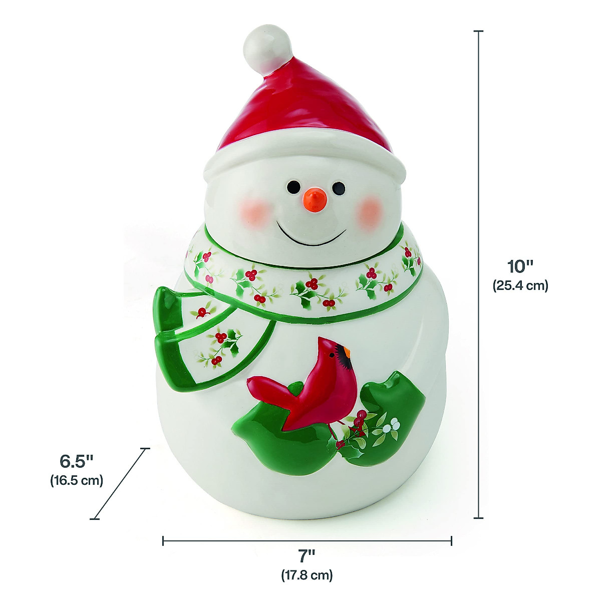 Pfaltzgraff Winterberry Snowman Cookie Jar, 10 Inch, Multicolored