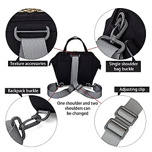 Lmbabter Baby Diaper Bag Nappy Backpack Waterproof Multi-Function Convertible Mini Smart Diaper Bag Backpack for Outdoor (Black)