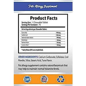 cat Skin and Coat Supplement - Allergy Relief Pets - for Dogs and Cats - Amazing Formula - Chewy Tablets - Turmeric Cats - 2 Bottle (150 Chews)