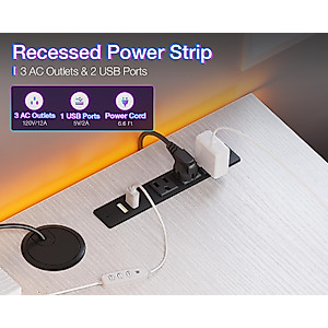 ODK 48-Inch L Shaped Gaming Desk with LED Lights & USB Power Outlets, Reversible Computer Desk with 4 Drawers, Corner Gamer Desk with CPU Shelf & Monitor Stand, Gaming Table for Bedroom, White