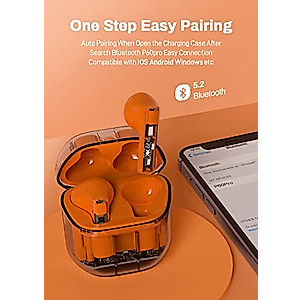 Wireless Earbuds, Bluetooth 5.2 Earbuds 30H Playtime Bluetooth Headphones with Charging Case True Wireless Earbuds with Microphone, Bluetooth Headphones for Sport Working Running Fitness (Orange)