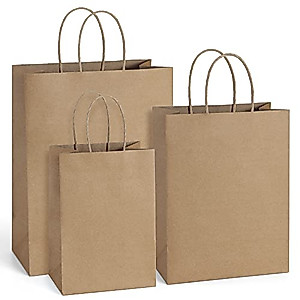 BagDream Kraft Paper Bags 5x3x8& 8x4.25x10& 10x5x13 25 Pcs Each, Gift Bags, Kraft Paper Gift Bags with Handles, Paper Shopping Bags, Retail Merchandise Bags, 100% Recyclable Paper Sack