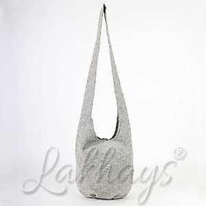 Cotton Sling Crossbody Shoulder Bag Purse Hippie Hobo Bohemian Festival Bag-Charcoal