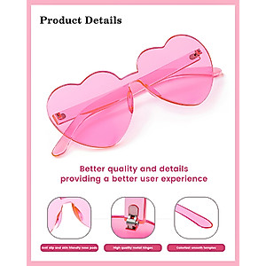 LYMOJOR Yellow Heart Sunglasses Thick Heart Glasses Rimless Fun Cute Heart Shaped Sunglasses for Women Party Favors, 2 Pack