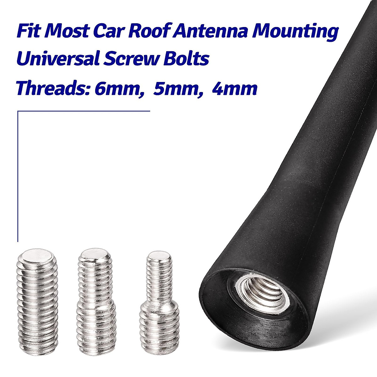 Bingfu Car Radio Short Rubber Antenna Mast [ONLY for Car Roof Mount] [2.5 inch] Vehicle FM AM Stereo Universal Roof Mount Antennas - NOT a Replacement for Shark Fin Antenna