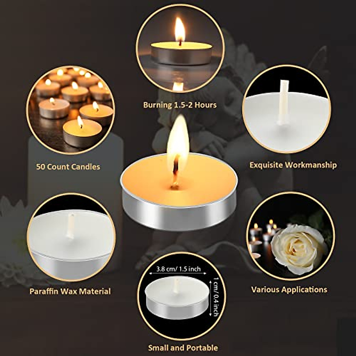 50 Set Funeral Favors Memorial Tealight Candles Unscented Candles Memorial Candles with Bowknots Funeral Ribbons and Organza Bags for Guest Condolence Bereavement Funeral Decor, Black and White