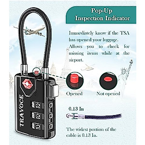 TSA Approved Luggage Locks, Travel Locks Which Also Work Great as Gym Locks, Toolbox Lock, Backpack and More, Black 4 Pack