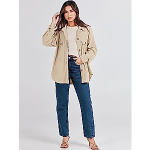 ANRABESS Oversized Jackets for Women Casual Button Down Shirts Corduroy Shacket 2023 Fall Fleece Cardigan Blouse Trendy Coat with Pockets 1027xingse-L
