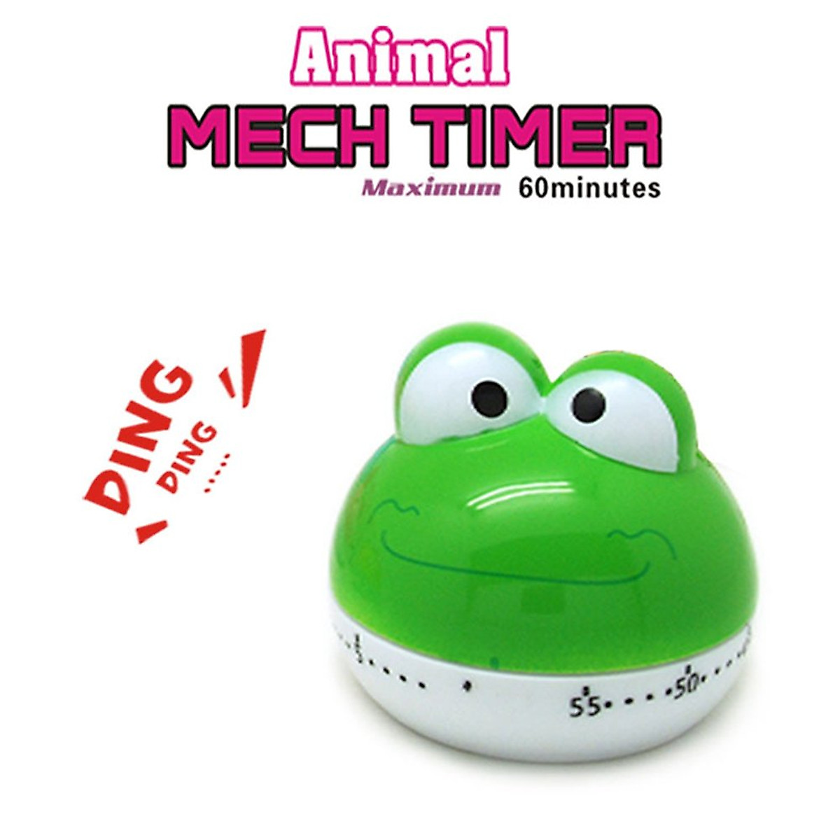 Golandstar Cute Cartoon Animal Timers Mini 55 Minutes Mechanical Kitchen Cooking Timer Clock Loud Alarm Counters (Green Frog)