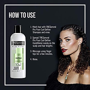 TRESemmé Pro Pure Conditioner Silicone-Free for Curly Hair Pro Pure Curl Define 0% Silicones, Parabens, and Mineral Oils and Dyes, 16 Fl Oz (Pack of 4)