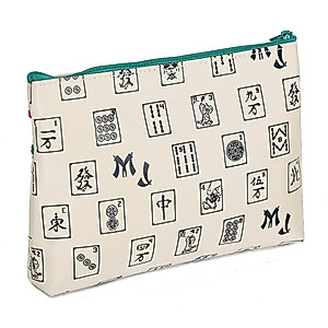 Mah Jongg Direct Beige Pattern 3-Zipper Purse, holds 2023 card, easy to clean, designer style