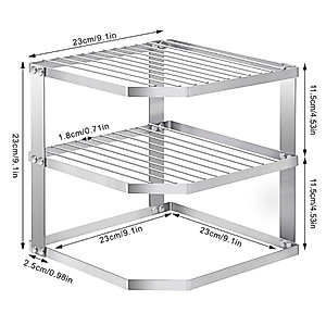 Lonian 3 Tier Counter and Cabinet Corner Shelf Organizer, 2-Pack Kitchen Countertop and Cupboard Organizer Rack, Metal Pantry Organizer and Storage Shelf for Plates, Cups, Dishes ﻿