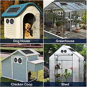 LiL DiHo Solar Fan-Solar Powered Fan-Solar Fan for shed- Solar Greenhouse Fan, 15W Solar Panel + 2 Pcs High Speed DC Brushless Fan, for Chicken Coop,Dog House, DIY Cooling Ventilation Project