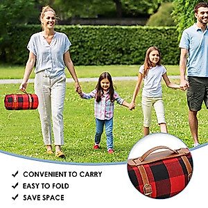 Extra Large 87'' X 67'' Picnic Blanket Waterproof, Portable Picnic Mat, Sandproof Beach Mat, Outdoor Rug for Camping, Red Checkered