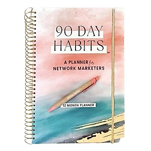 90 Day Habits 12 Month Business Planner for Men & Women - Daily, Weekly and Monthly Planner for Entrepreneurs, Network Marketers, Direct Sellers - Spiral Hardcover with Elastic Closure & Pen Holder