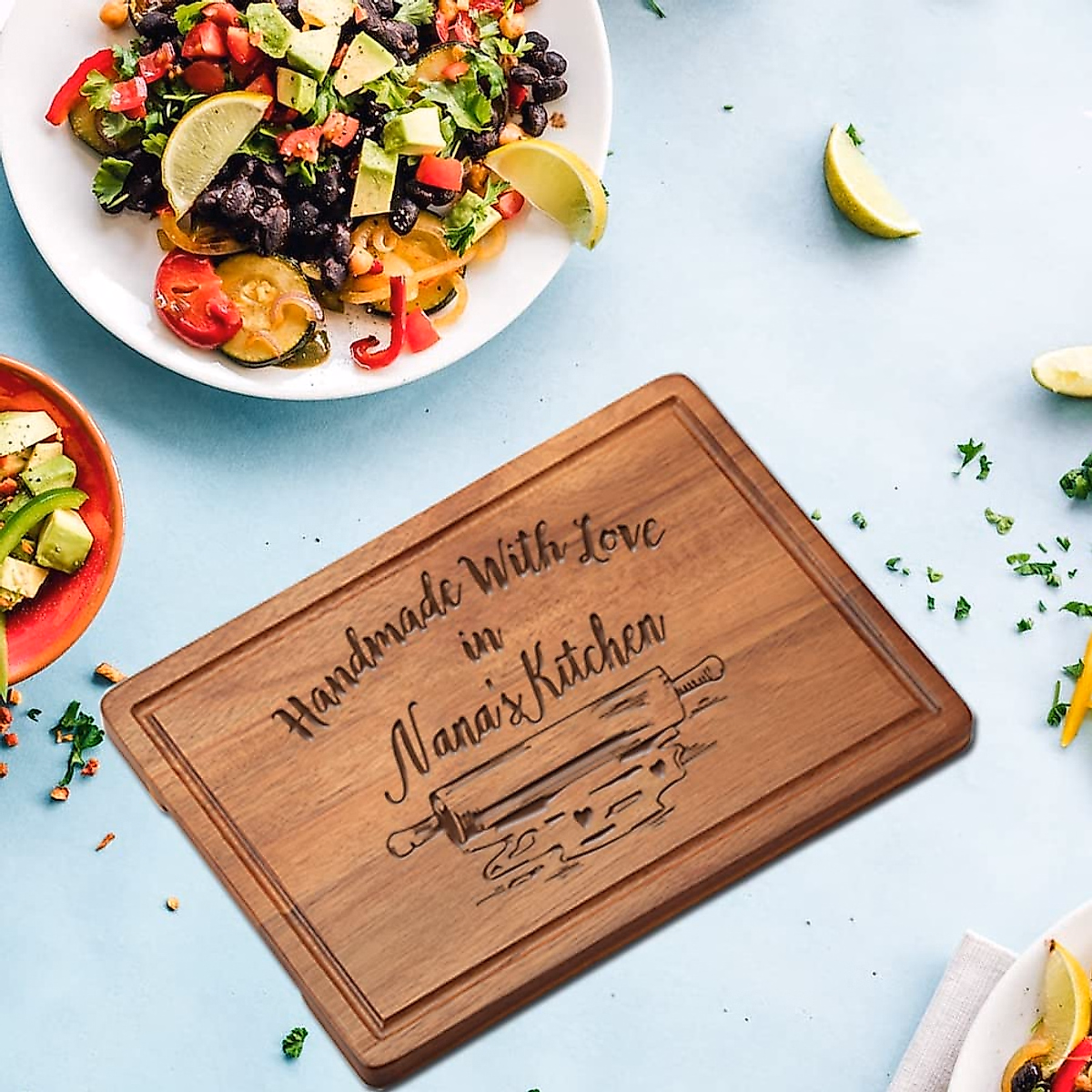 Gift for Nana, Hand made With Love in Nana's, Engraved Kitchen Cutting Board, Gifts for Mom, Grandma, Nana, Mother's Day Gift, Christmas Gift One Size