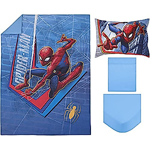 Crown Crafts Infant Products Marvel Spiderman 4 Piece Toddler Bedding Set