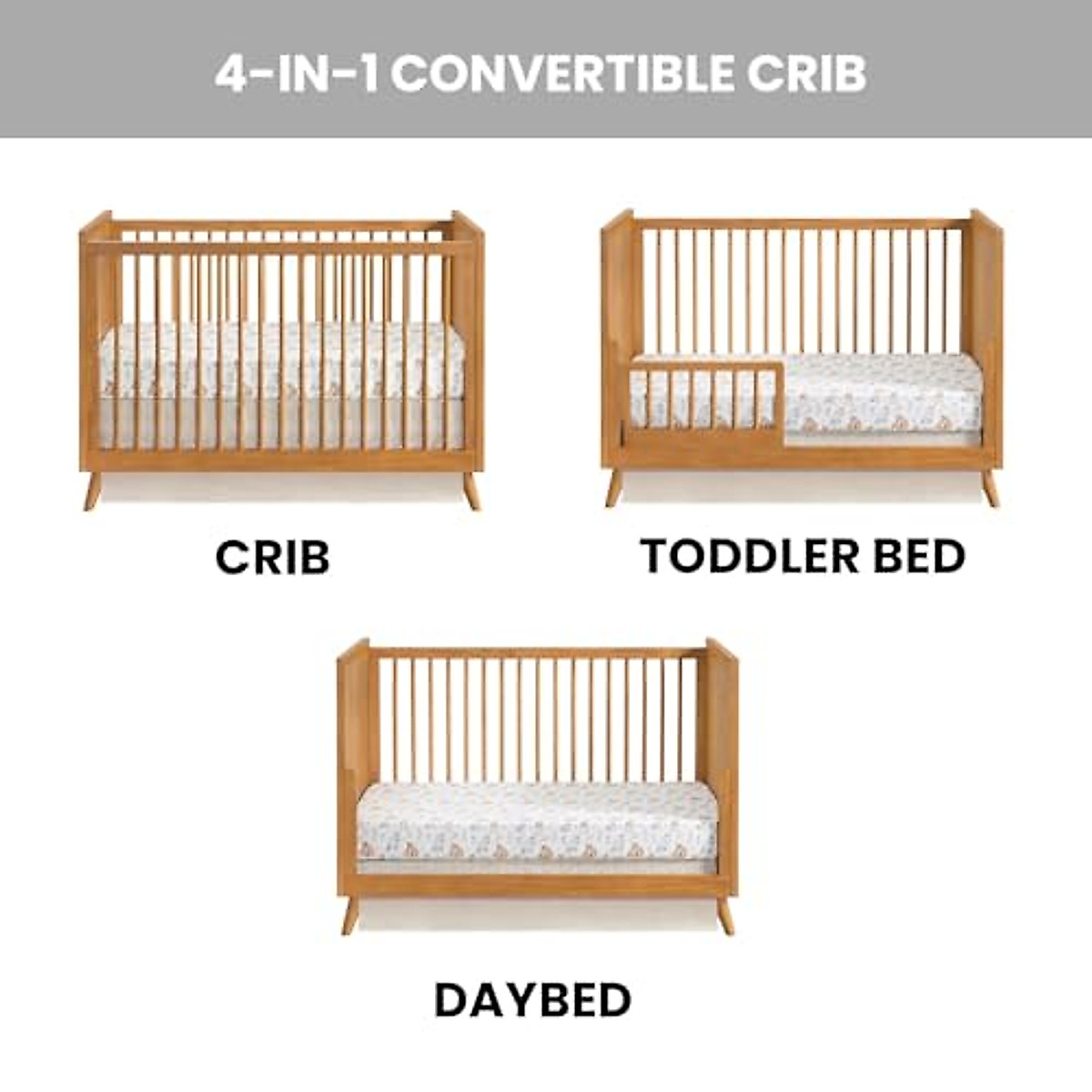 Oxford Baby Dawson Modern 3-in-1 Convertible Island Baby Crib, Honey Brown, Green Guard Gold Certified