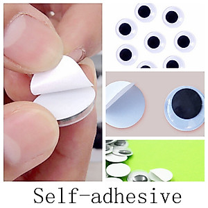 1000Pcs Googly Wiggle Eyes Self Adhesive for Craft Sticker Multiple Size 4-24mm for DIY Animal Creative Crafts Decorations