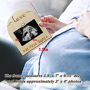 Sonogram Picture Frame， Keepsake Baby Ultrasound Frame，Love at First Sight，String Art Slat Wood Photo Frame,Pregnancy Announcements Gender Reveal Gifts for Expectant Parents, Grandparents (Love 2)