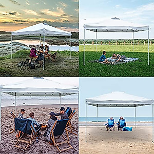 White 10x10ft Pop Up Tent Heavy Duty Gazebo,3 Height Adjustable Commercial Canopy Instant Shelter Outdoor Steel Frame Canopy,wtih Stakes/Ropes/Handle Bag,for Backyard Patio Garden