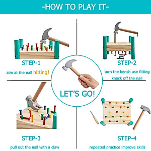 Lanttoe Wooden Hammering Pounding Toy - Preschool Educational Toy for Toddlers- Montessori Toys for Toddlers Learning Fine Motor Skills Age 3-6 Years Old