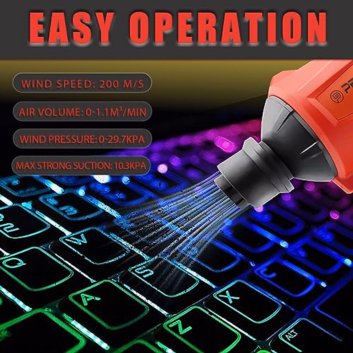 PEDONY Cordless Air Pump for Milwaukee 18V Battery, Handheld Brushless Air Blower Air Duster, 50000 RPM & 7 Nozzles Air Compressor for Home Cleaning Outdoor (Battery Not Included)