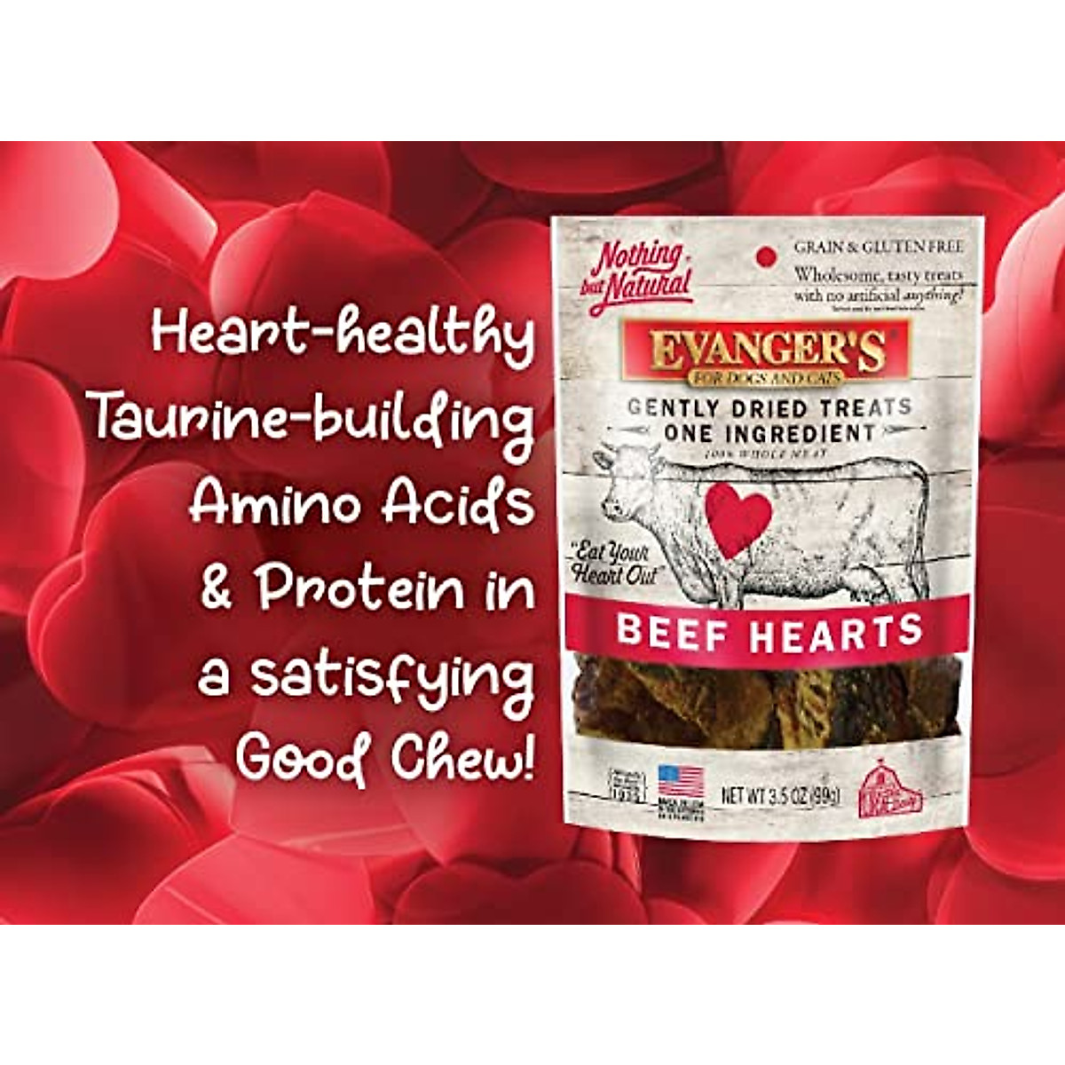 Evanger's Nothing But Natural Gently Dried Beef Heart Treats for Dogs