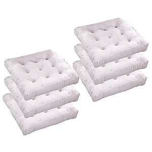 ZIBENE Seat Cushions for Kitchen Chairs Set of 6 Matching Placemats, Chair Pads for Dining Chairs 6 Pack 20 by 20, Velvet Dining Room Chair Cushions Washable, Extra Large Square Chair Seat Pads White