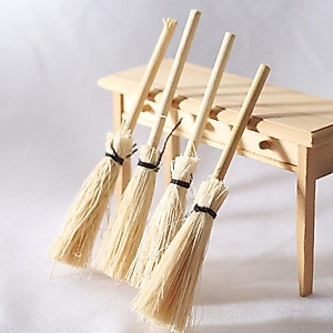 10Pcs Mini Broom Straw Craft Decoration Miniature Witch Broom Decoration Dollhouse Mini Room Scenery Accessory