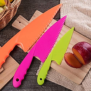 JOVITEC 8 Pieces Kid Plastic Kitchen Knife Set, Children's Safe Cooking Chef Nylon Knives for Fruit, Bread, Cake, Salad, Lettuce Knife