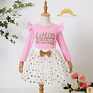 LYSMuch Kids Toddler Baby Girls Birthday Outfits Princess Vest Long Sleeve Shirt Mesh Bubble Tutu Skirt Set (A-Pink-Long, 18-24 Months)