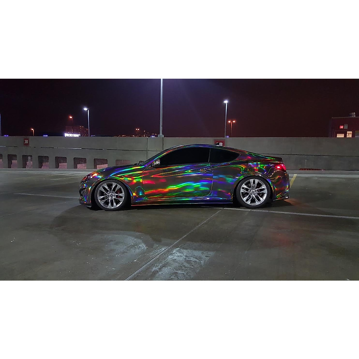VViViD Black Holographic Vinyl Wrap Rainbow Finish Roll DIY Air-Release Adhesive Film (.5ft x 5ft)