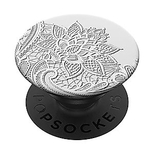 White Floral Lace Mandala Phone Popper PopSockets Standard PopGrip