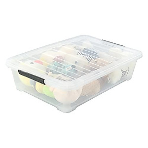 Zerdyne 3-Pack Under Bed Plastic Storage Box, Wheels Under Bed Storage Box with Lids, 40 L