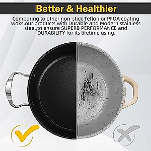 Stainless Steel Cookware Set, Black 6-Piece Pot Set, Kitchen Cookware Sets with Glass Lids, Stay-Cool Handle, Oven Safe, Works with Induction, Electric and Gas Cooktops
