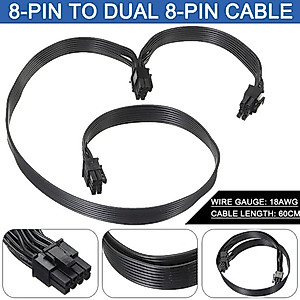 JINYI EPS 8 Pin Male to Dual PCIe 8 (6+2) Pin Male PCIE Cable, GPU Power Cable Replacement for Corsair CoolerMaster Thermaltake Modular Power Supply (25 + 9 inches)