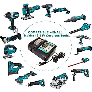 LALAFO Upgraded Replacement for Makita DC18RC 14.4V 18V LXT Lithium-ion Battery Charger, Compatible with BL1820 BL1830 BL1840 1850B BL1860, etc