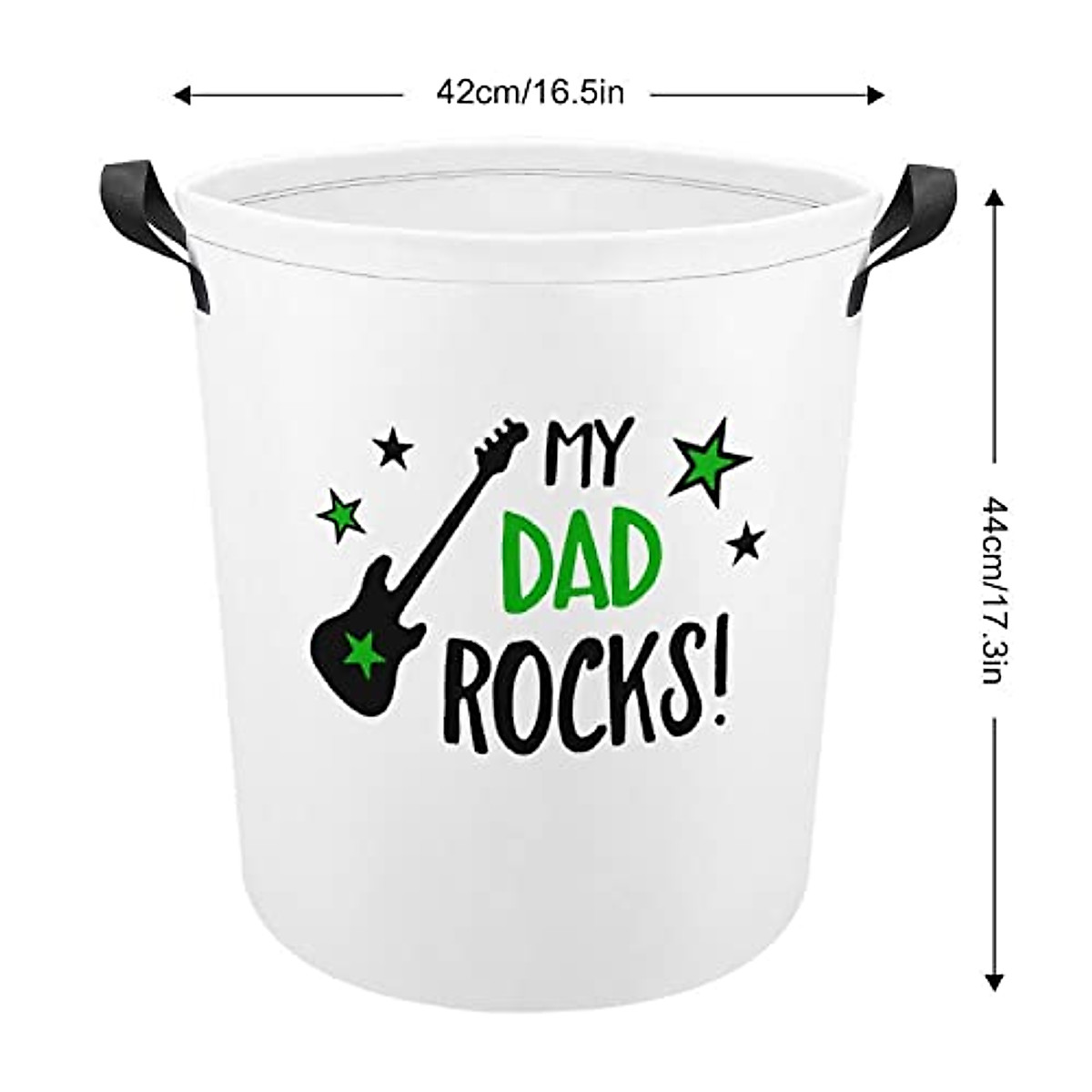 My Dad Rocks Large Laundry Basket Hamper Bag Washing with Handles for College Dorm Portable