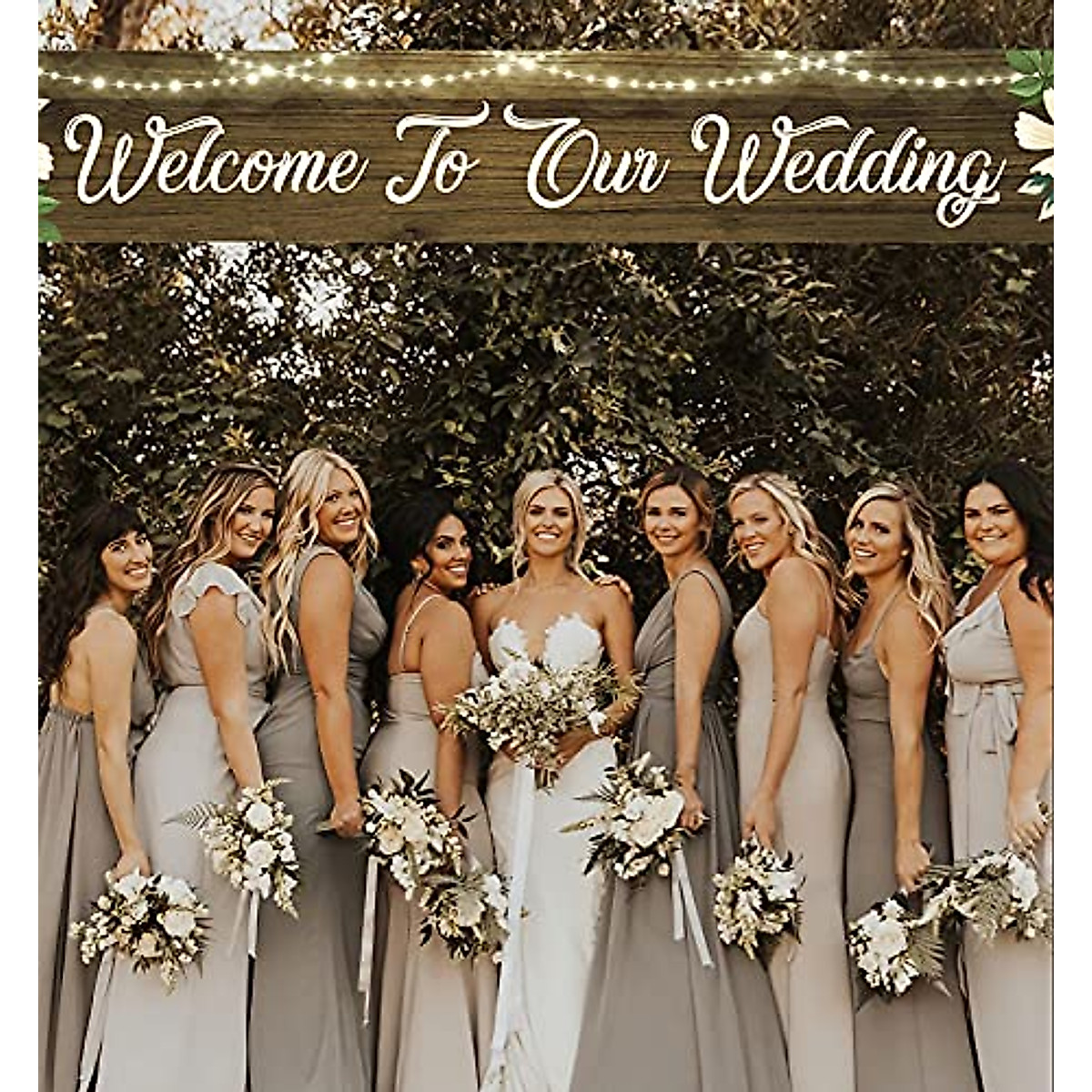Welcome to Our Wedding Large Banner, Welcome to Our Beginning Banner Rustic Wedding Reception Decorations, Indoor Outdoor Backdrop 8.9 x 1.6 Feet