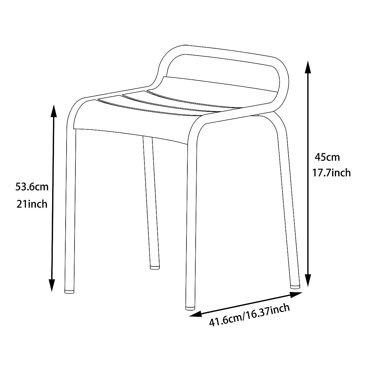 LOKKHAN White Metal Patio Dining Chairs Set of 2 Stackable Modern Bistro Cafe Bar Chairs, 18" Indoor-Outdoor Seating, Lower-Back Iron Chairs for Deck Garden Backyard Lawn
