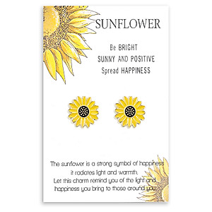 Jeka Sunflower Stud Earrings for Women Dainty Daisy Earrings Fashion Cute Boho Bff Studs Post Earring Jewelry for Friends 10mm 3g