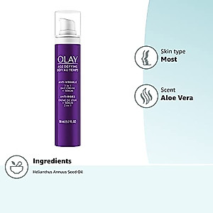 Olay Face Serum by Age Defying Anti-Wrinkle 2-in-1 Day Cream Plus Face Serum, Aloe Vera, 1.7 Fl Oz