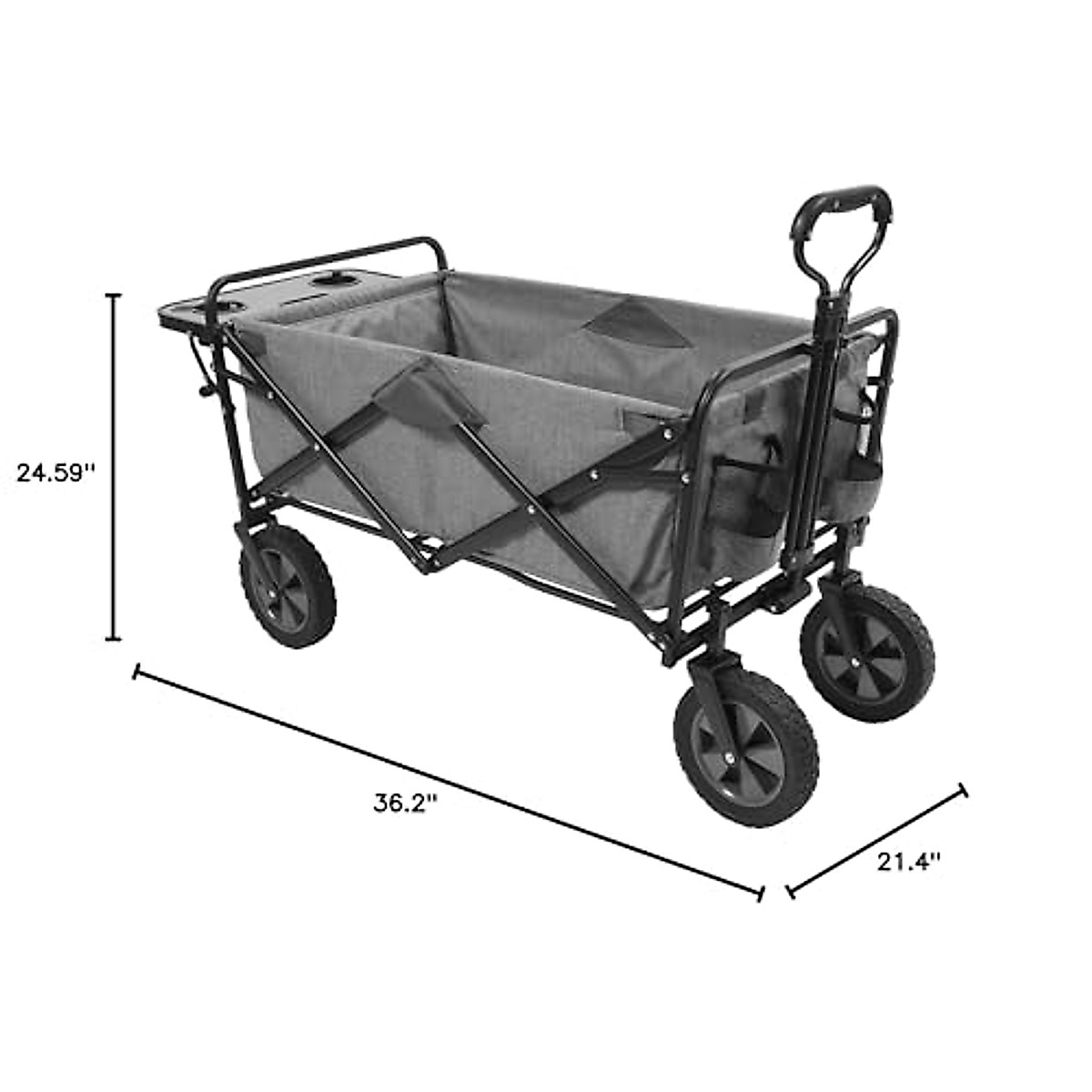 Mac Sports Collapsible Folding Outdoor Utility Wagon (Wagon with Side Table (Utility, Light Grey)