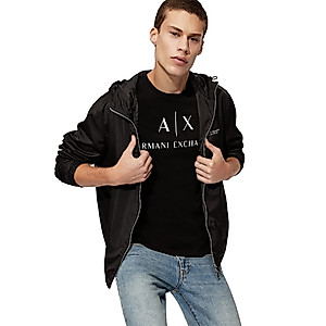 A|X ARMANI EXCHANGE mens Classic Crew Logo Tee T Shirt, Black, Medium US