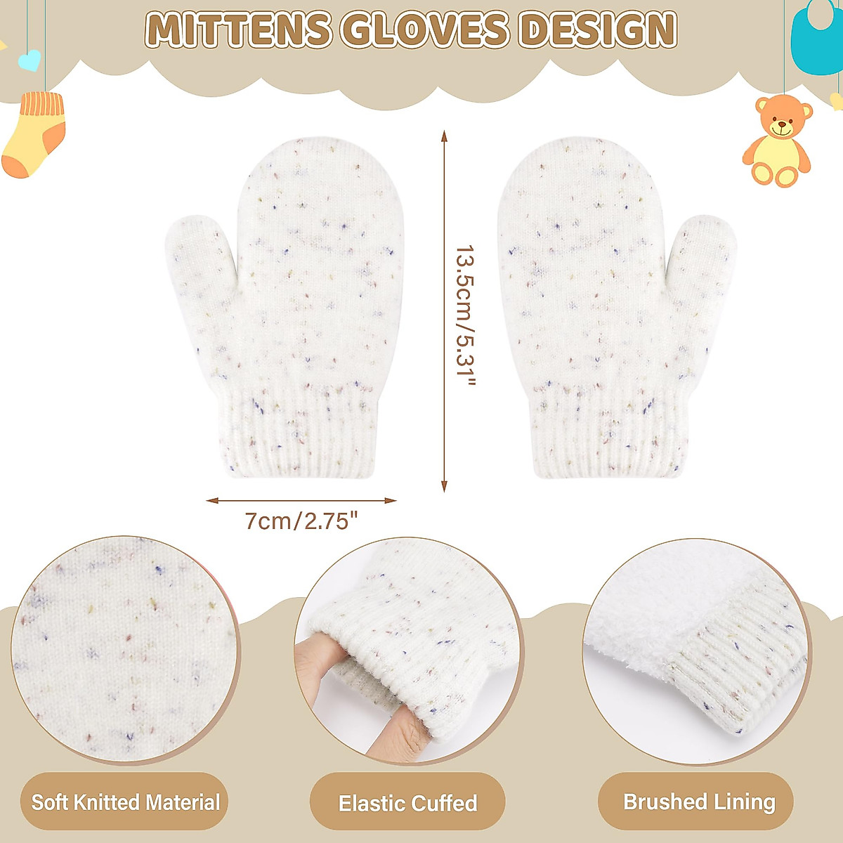 Winter Hats, Gloves, Scarves Set with Pompom Beanies for 0-4 Year Old Boys & Girls